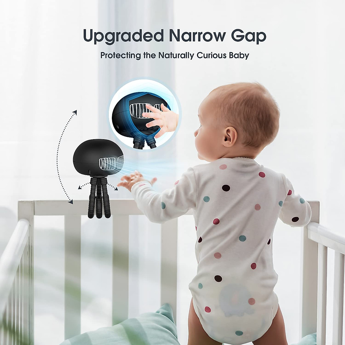 Portable Handheld Stroller Fan, 5000mAh Battery Operated Powered Fan, 3 Speeds Mini USB Rechargeable Fan, Clip on Fan with Flexible Tripod, Personal Baby Fan for Stroller and Car Seat (Black)