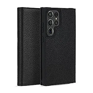 Case-Mate Samsung Galaxy S23 Ultra Case [6.8"] [12FT Drop Protection] [Wireless Charging] Black Leather Wallet Folio Phone Case for Samsung Galaxy S23 Ultra with ID & Credit Card Holder, Phone Stand