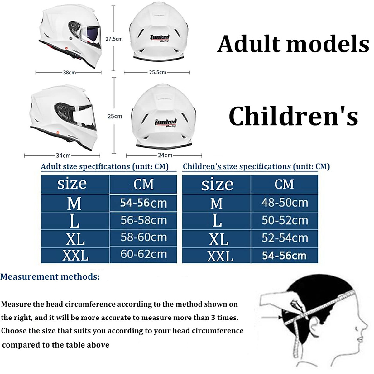 BFLAKWM Parent-Child Motorcycle Modular Full Face Helmet Flip up with Dual Visor Flip up Modular Motorcycle Helmet DOT Approved for Bike Scooter ATV UTV Skateboard Helmet aldultH,XL=58-60cm