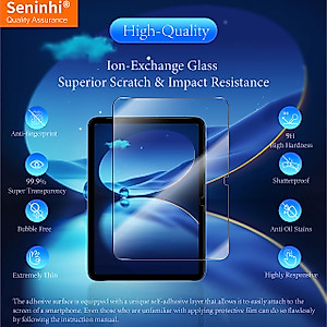seninhi [2Pack for Apple ipad 10th generation Screen Protector 2 Pack Tempered Glass Screen Protector HD [With Easy Installation Frame] [9H Hardness] [Anti-Scratch] [Bubble Free]-Clear