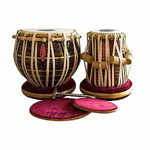 MAHARAJA Tabla Drum Set - Buy 3KG Black Brass Bayan, Finest Dayan, Hammer, Cushions & Cover PDI-EA