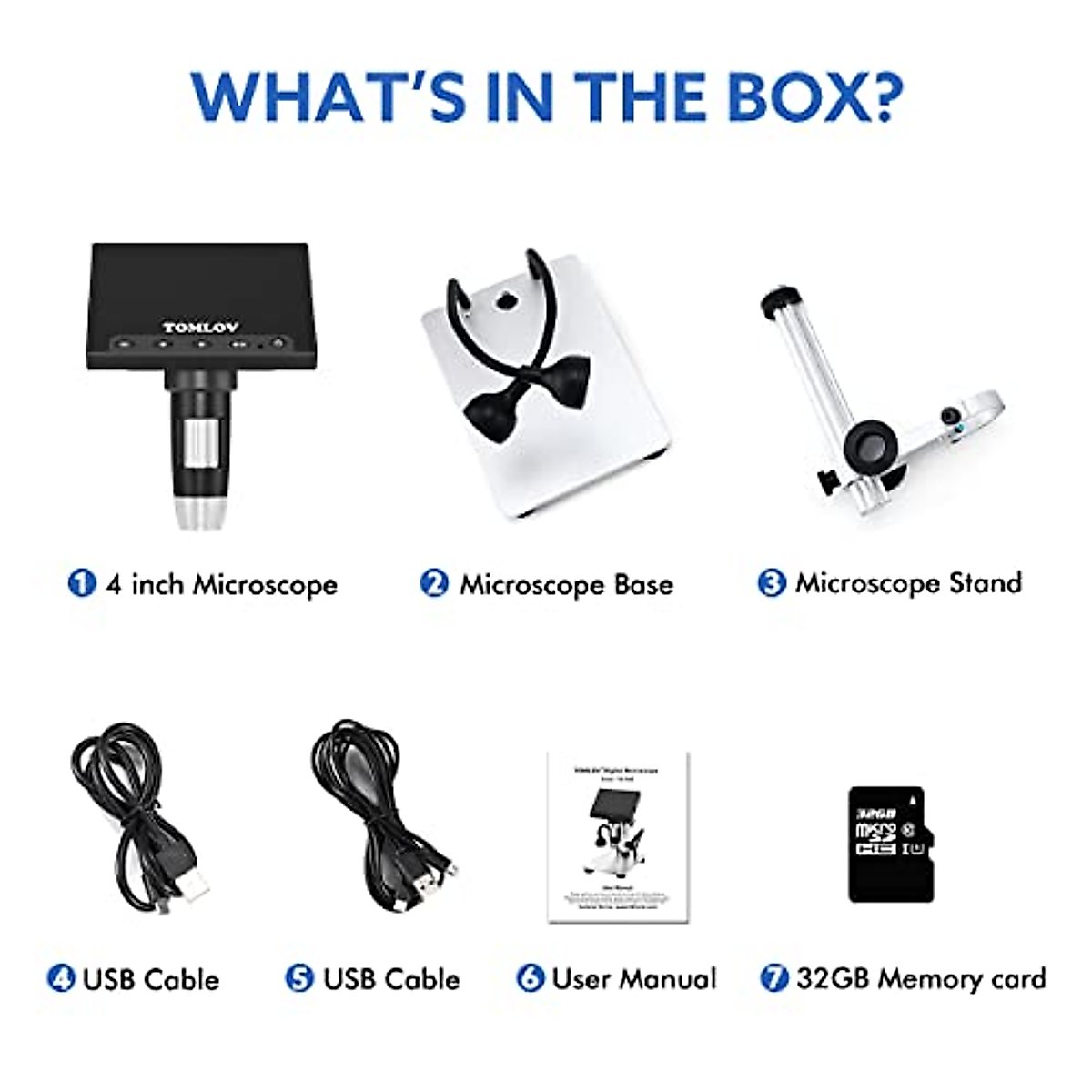 TOMLOV 1000X Error Coin Microscope with 4.3" LCD Screen, USB Digital Microscope with LED Fill Lights, Metal Stand, PC View, Photo/Video, SD Card Included, Windows Compatible, Model- DM4S