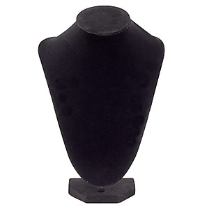 2-Piece Black Velvet Jewelry Display Set, T-Bar Stand and Mannequin Bust for Necklaces, Bracelets, Bangles, Chains, Anklets, Earring Holder for Retail Shops, Boutiques