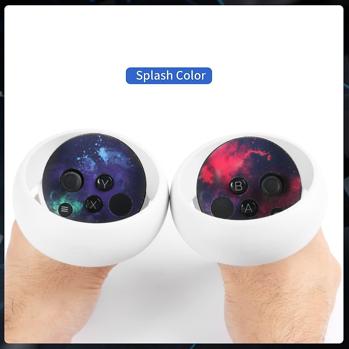 ZyberGears VR Stickers Compatible with Quest 2 Headset Skin Controllers Skin Traceless Frosting Protective Accessories - Splash Color