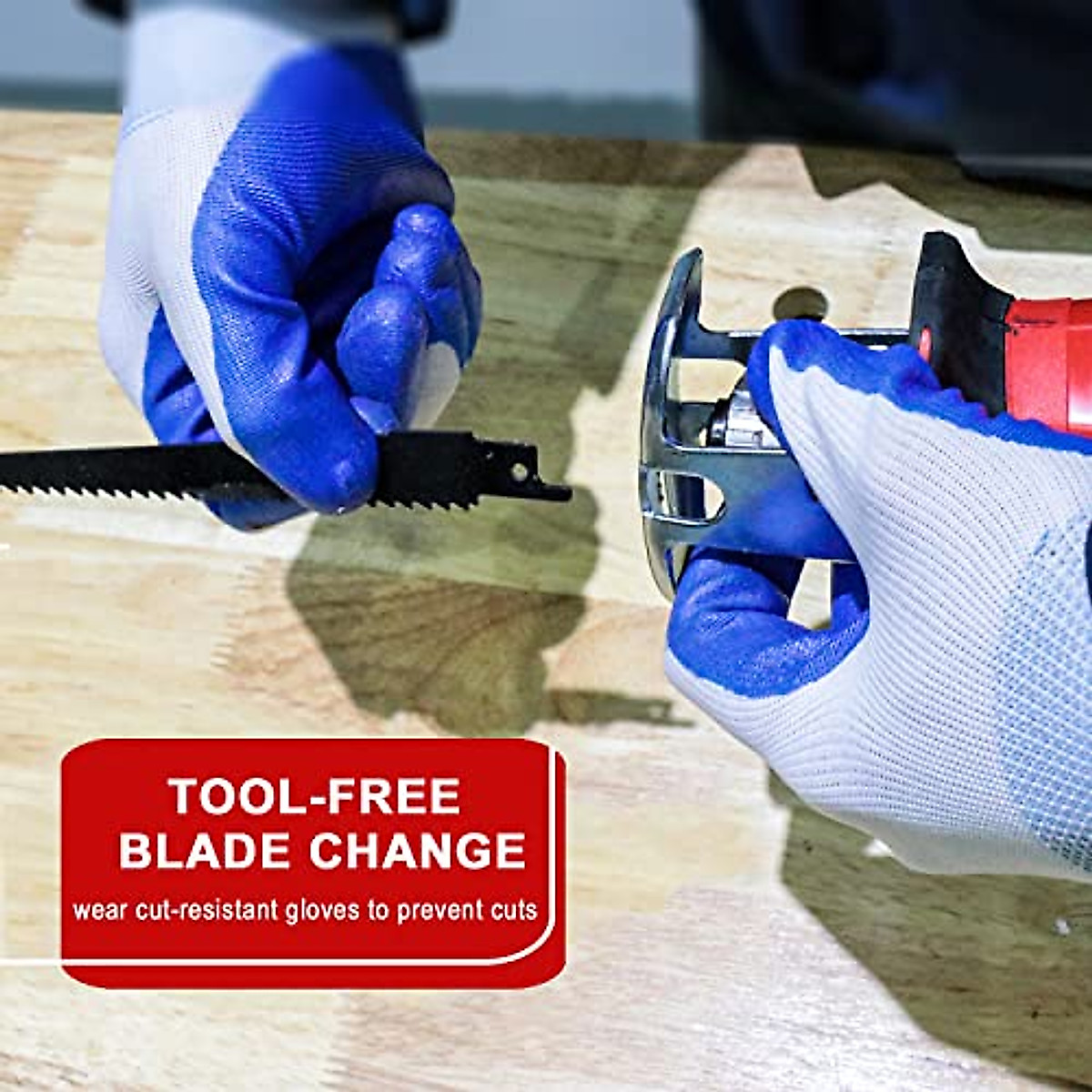 GardenJoy Cordless Power Reciprocating Saw: 21V Electric Compact Saw with 3.0Ah Battery and Charger, 6 Saw Blades, Variable Speed, Battery Powered Saw with Tool Box for Woods/Metal/Plastic Cutting