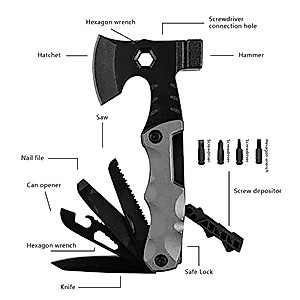 Multi-function Axe, hammer, knife, suitable for camping, fishing, outdoorsy, emergency survival, a unique gifts for men.
