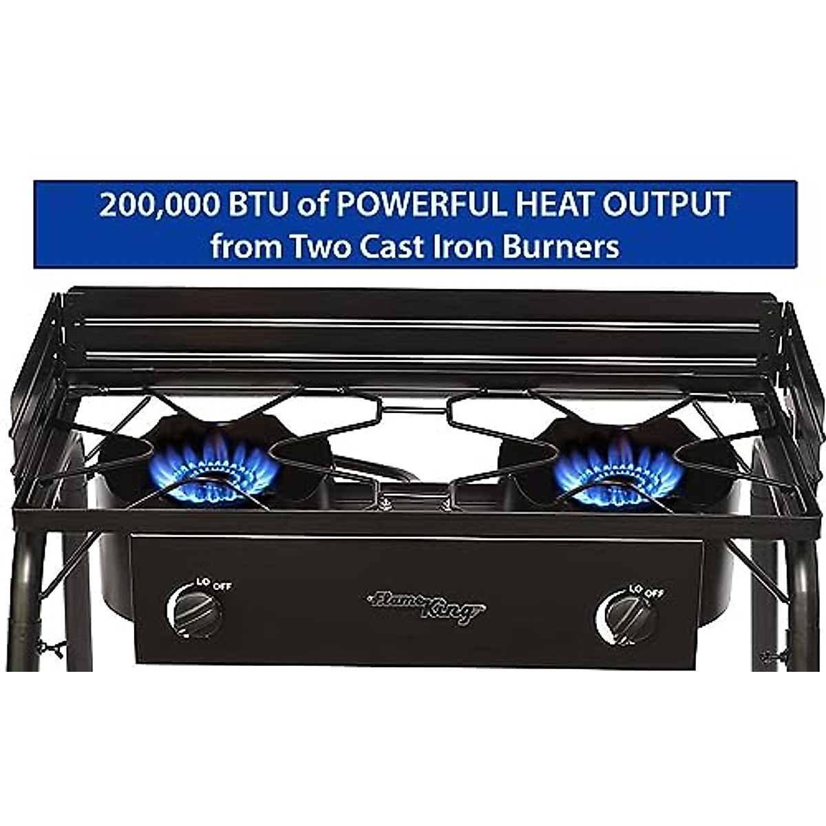 Flame King 200,000 BTU Propane Burner Gas Stove Heavy Duty Turkey Fryer/Camp Cooker, Portable with Stand Great for Outdoor Cooking, Home Brewing & Canning
