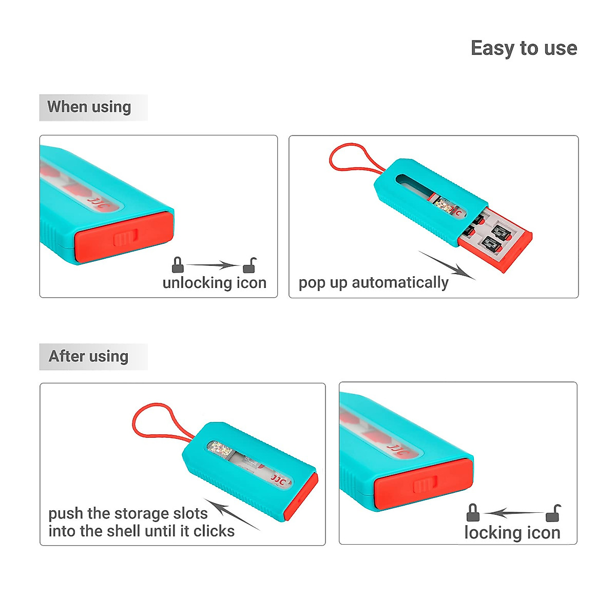 JJC (NOT FIT SD Card) Switch Game Card Case for 6 Nintendo Games and 12 Micro SD Cards,Switch Card Holder Storage for Nintendo Switch or PS Vita,Water-Resistant Anti-Shock Game Card Box