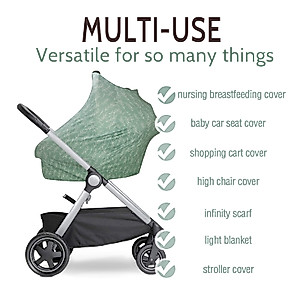 Bassinet Sheet, Jersey Cotton for Baby Boy/Girl, Baby Car Seat Cover Girls, Infant Carseat Canopy, Stretchy Multi- use Nursing Cover for Stroller/High Chair/Shopping Cart/Car Seat Canopies Green Sage