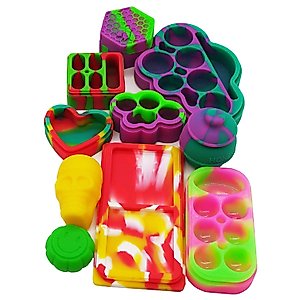 Silicone Wax Containers 15ml 17ml 22ml 26ml 34ml Skull Multi Compartment Large 50ml 85ml Non-stick Concentrate Jars For Wax (Set of 10)