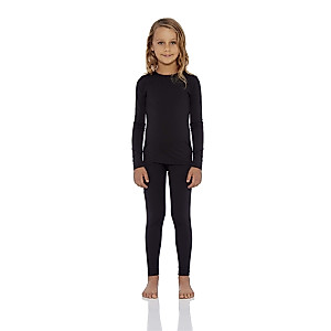 Rocky Thermal Underwear For Girls (Long Johns Thermals Set) Shirt & Pants, Base Layer w/Leggings/Bottoms Ski/Extreme Cold (Black - Small)