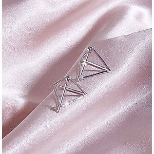 Helen de Lete Simple Geometric Triangle Sterling Silver Stud Earrings