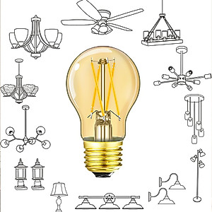 LEOOLS Dimmable E26 Amber led Bulb 6W Equal 60 watt Vintage LED Edison Bulb AC120V 2700K A15 LED Bulb for Ceiling Fan Light Bulbs,Refrigerator Light Bulb 600LM 6Pack