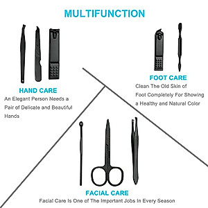 8 PCS Premium Manicure Set, AULLUA Nail Clippers, Professional Grooming Gift Kit, Pedicure Kit, Stainless Steel Facial, Cuticle, Nail Care Tools with Luxurious Portable Travel Case, for Women & Men