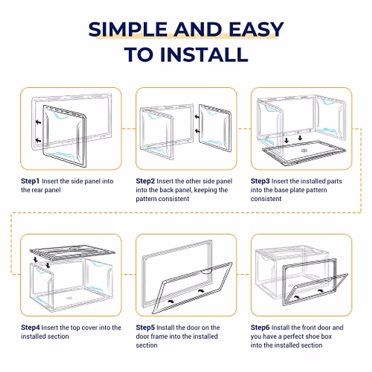 Nimluxe Shoes Storage Boxes,6Pack Sneaker Shoe Boxes Clear Plastic Stackable,Shoe Organizer Boxes with Magnetic Side Opening Lids, Display Case Shoe Container Boxes Fit Shoe Size Up to US 15