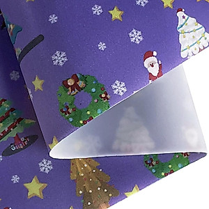 ONEART 12" x 53" Christmas Theme Jelly Vinyl, Colorful Waterproof Xmas Tree Santa Claus Printed Vinyl Fabric (Santa Claus B)