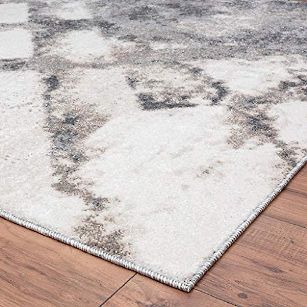 LUXE WEAVERS Lagos Grey 4x5 Art Deco Area Rug, Abstract Design, Geometric Carpet for Living Room and Bedroom