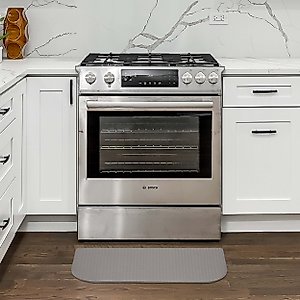 Chef Gear Anti Fatigue Kitchen Mat (17.5" x 32", Grey Wedge) Half Circle Basketweave Design, Non-Slip Cushioned Comfort Chef Mat, Standing Desk Mat/Rug for Relief & Support