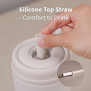 ACEVIDA 28oz Stainless Steel Double Insulated Tumbler with Ceramic Coating Inside, Magnet Design to Attract the Lid, Leakproof, Silicone Top Straw, Silicone Carry Loop, Fit in Cup Holder (Black)