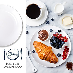 DELLING Set of 6 Soup Bowls with Handles, 24 Oz Large Serving Soup Bowl Set 10 inch White Dinner Plates Set, Porcelain Dessert