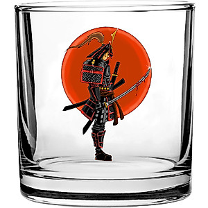 Hat Shark Japanese Warrior Samurai w/Bloody Sword - 3D Color Printed Scotch Whiskey Glass 10.5 oz