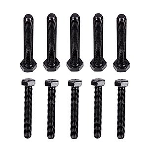 Yinpecly M10x65mm Hex Head Screw Bolts Fastener Grade 8.8 Carbon Steel Black 10pcs