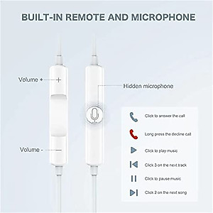 2 Pack-Apple Earbuds for Wired Earphones iPhone Headphones[Apple MFi Certified] (Built-in Volume Control & Microphone) Noise Reduction Function,Compatible iPhone13/12/11/XR/X/Support All iOS System