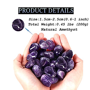 DUQGUHO Amethyst Healing Crystals Stones Set Natural Bulk Crystals Tumbled Polished Irregular Crystal Stones Bulk Rocks 0.45 lbs