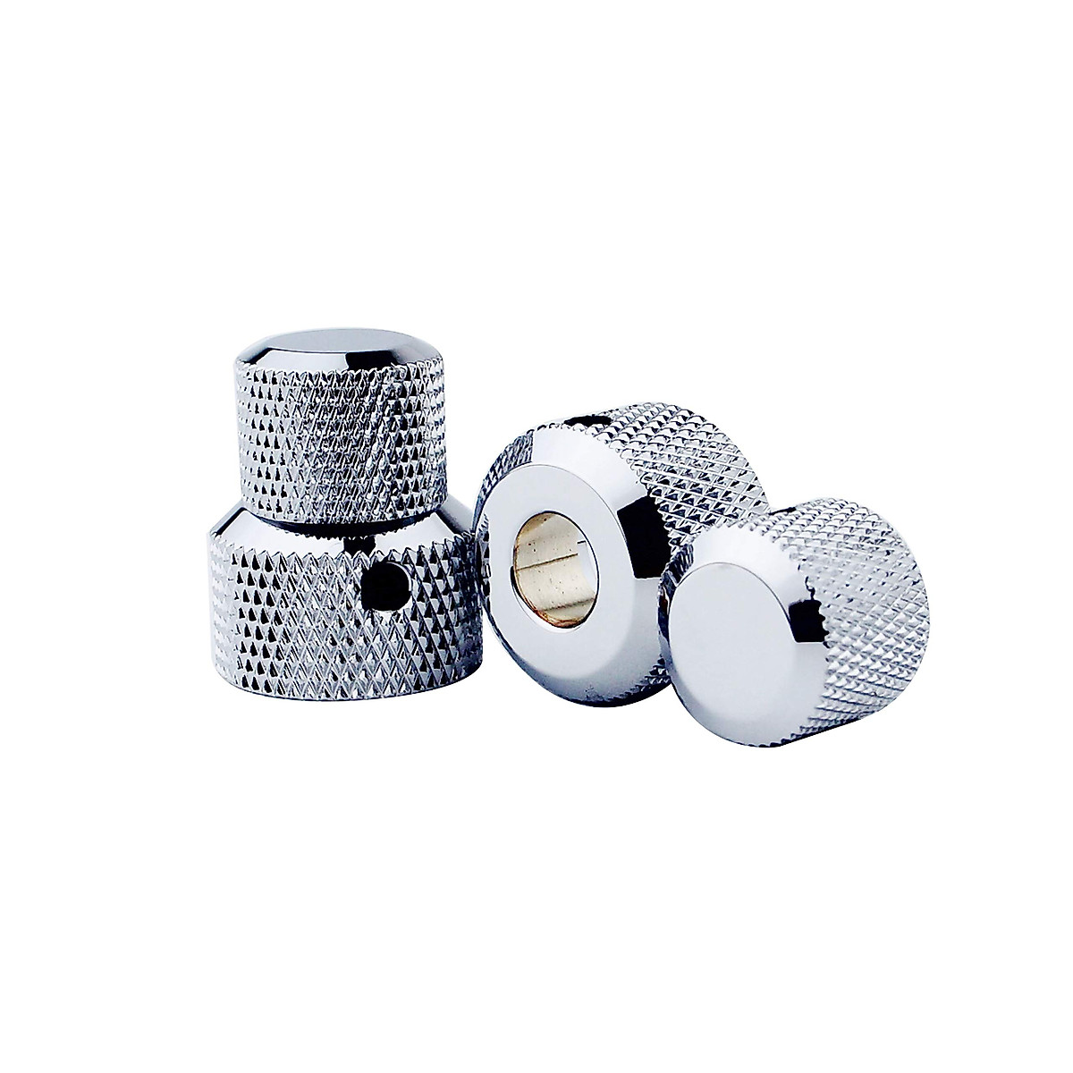 Guyker 2Pcs Brass Concentric Stacked Knobs, Dual Knurled Control Knobs, High Grade Dome Volume Tone Knob Replacement for Electric Guitar or Precision Bass - CNC Machined(Chrome)