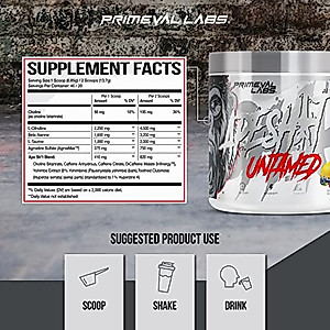 Primeval Labs Ape Untamed Pre Workout Energy Drink Powder, 40 Servings Smashberry | Max Support for Pumps & Focus | Increased Performance | Nitric Oxide Production with L-Citrulline, Beta Alanine