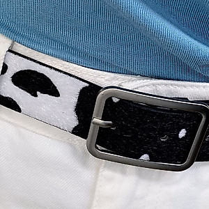 FERCAISH Milk Cow Pattern Belt, Fashion PU Leather Ladies Belt Animal Print Leather Belt Faux Leather Waist Belts for Jeans Pants Dresses