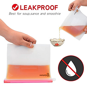 Reusable Silicone Food Storage Bags | 100% Food Grade Silicone Bags | LEAKPROOF, AIRTIGHT | Keep Fruit, Snacks, Veggie, Sandwich FRESH | Set Of 6 Bundle With 6 Reusable Mesh Produce Bags