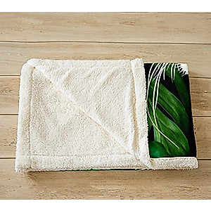 Leopard Plush Blanket Safari Cheetah Print Fuzzy Blanket for Sofa Couch Bed Youth 3D Wild Animal Fleece Throw Blanket Leopard Green Tropical Leaves Sherpa Blanket Nature Room Decor Twin 60"x80"