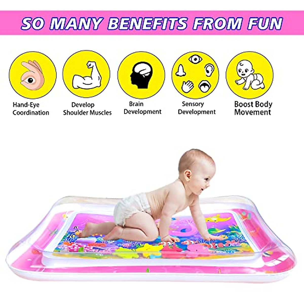 Tummy time Water Play mat, Baby Water Play Mat for Kids and Toddlers Baby Toys for 3 to 24 Months, Strengthen Your Baby's Muscles (70x50cm)