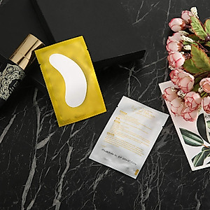 Voncasen 100 Pairs Set Under Eye Pads, Comfy and Cool Under Eye Patches Gel Pad for Eyelash Extensions Eye Mask Beauty Tool (Gold)