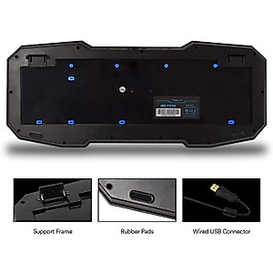 Beastron SI-859 Wired RGB Backlit Gaming Keyboard, LED 104 Keys USB Ergonomic Wrist Rest Spill-Resistant Design, Ultra-Slim Quiet Mechanical Feeling Keyboard for Windows PC Gamers, Black