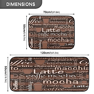 Coffee Latte Mocha Cafe Kitchen Mats Kitchen Rugs Runner Laundry Rug Non Slip Floor Door Mats Soft Doormats Carpet Home Decor Set of 2