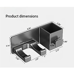 ALOeu Hair Dryer Holder Wall Mounted, Aluminum Organizer Rack with Self Adhesive for Shark or Dyson Supersonic Hair Dryer, grey