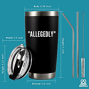 Panvola Allegedly Lawyer Mug Funny Graduation Gift For Law Student Teacher Attorney Vacuum Insulated Tumbler With Straw Lid Funny Stainless Steel Drinkware 30 oz Black (20 oz)