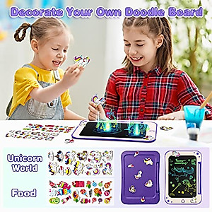 TEKFUN Toddler Kids Toys Gifts - 8.5 Inch LCD Writing Tablet Kids Doodle Board with Stickers Colorful Drawing Tablet, Kids Birthday Gifts Educational Toys for 2 3 4 5 6 Years Old Girl Boy (Purple)