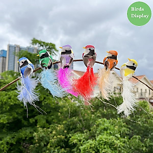 LWINGFLYER 12pcs Clip on Artificial Birds Realistic Small Foam Feather Birds for Spring Tree Decoration Christmas Ornaments Wreaths Crafts Floral Arrangements (Model - 6S01)