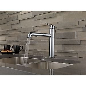 Delta Faucet Trinsic Single-Handle Kitchen Sink Faucet with Pull Out Sprayer and Diamond Seal Technology, Matte Black 4159-BL-DST, 12.64 x 2.50 x 9.25 inches
