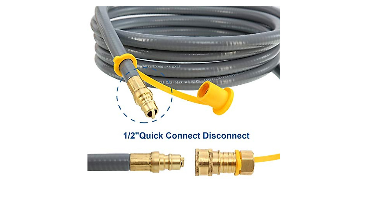 Natural Gas Hose 12 Feet with Quick Connect for BBQ & Grill | CSA Certified