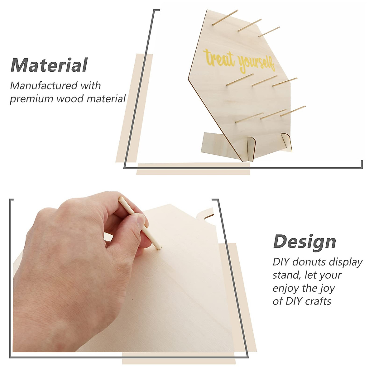 BESTOYARD 2 Sets Wooden Donut Stand Donut Display Easel Stand Donut Board Dessert Display Stand Donut Stand Wedding Doughnut Rack Donuts Stand Donut Stand for Bakery Baby Buffet Table Frame