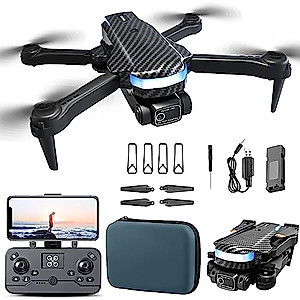 Carbon Fiber Drone with Dual Camera 360 ° Obstacle Avoidance Drone HD Aerial Photography Folding Flying Machine 4-axis Positioning Remote Control Aircraft with Headless Mode,Trajectory Flight