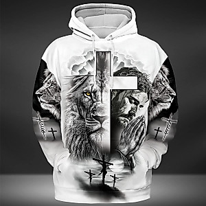 Generic,Lion Jesus Let Your Faith Be Bigger Than Your Fear Hoodie 3D,Multicolored,Large