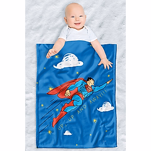 LOGOVISION Superman Lightweight Baby Blanket, 30"X40", Up Up and Away Unisex for Infants Girls & Boys