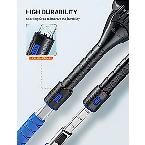 AstroAI 47.2" Ice Scrapers for Car Windshield, 3 in 1 Sturdy Snow Brush with Squeegee, 10 Adjustable Length Settings, Extendable Aluminum Handle, 270° Pivoting Snow Scraper for Car, Truck, SUV(Blue)