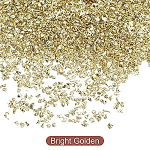 uxcell 20g Crushed Glass Chips, 1-3mm Irregular Metallic Glitter Glass for Craft DIY Jewelry Vase Filler Epoxy Resin Decoration Bright Golden