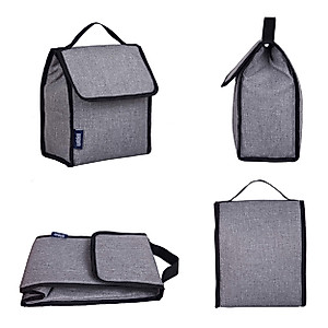 Wildkin Kids Insulated Lunch Bag for Boys & Girls, Reusable Lunch Bag is Perfect for Daycare & Preschool, Ideal Size for Packing Hot or Cold Snacks for School & Travel Lunch Bags (Grey Tweed)
